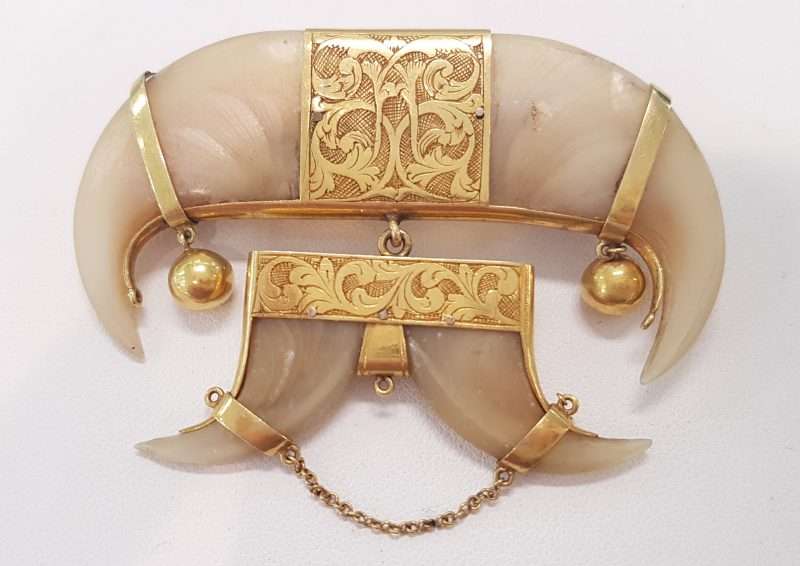 * SOLD * 22ct Yellow Gold Large Ornate and Unique Tiger Claw Brooch ...