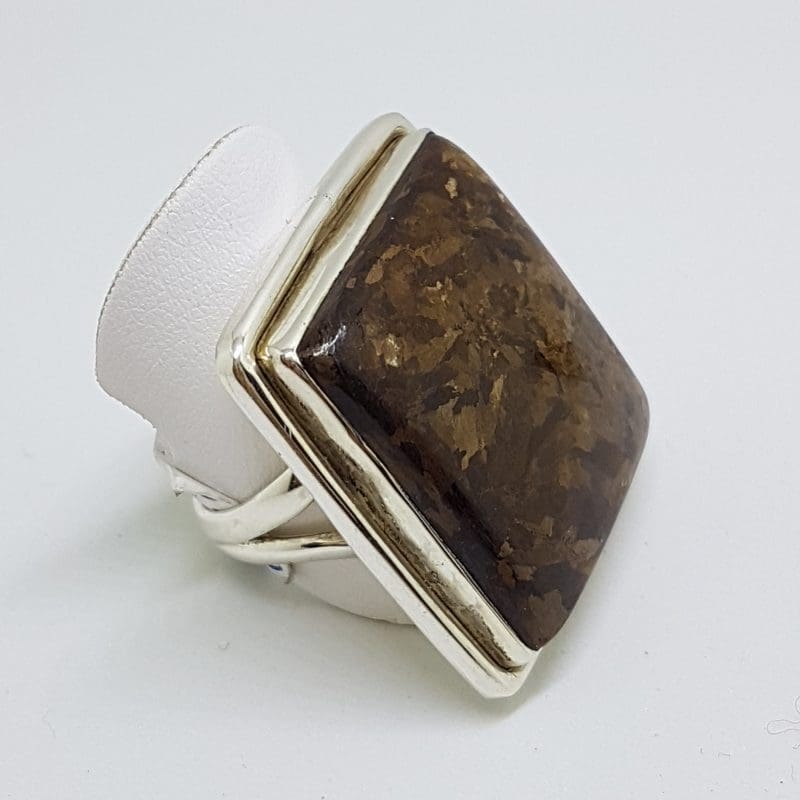 * SOLD * Sterling Silver Large Square Bronzite Ring – Alexa's Treasures