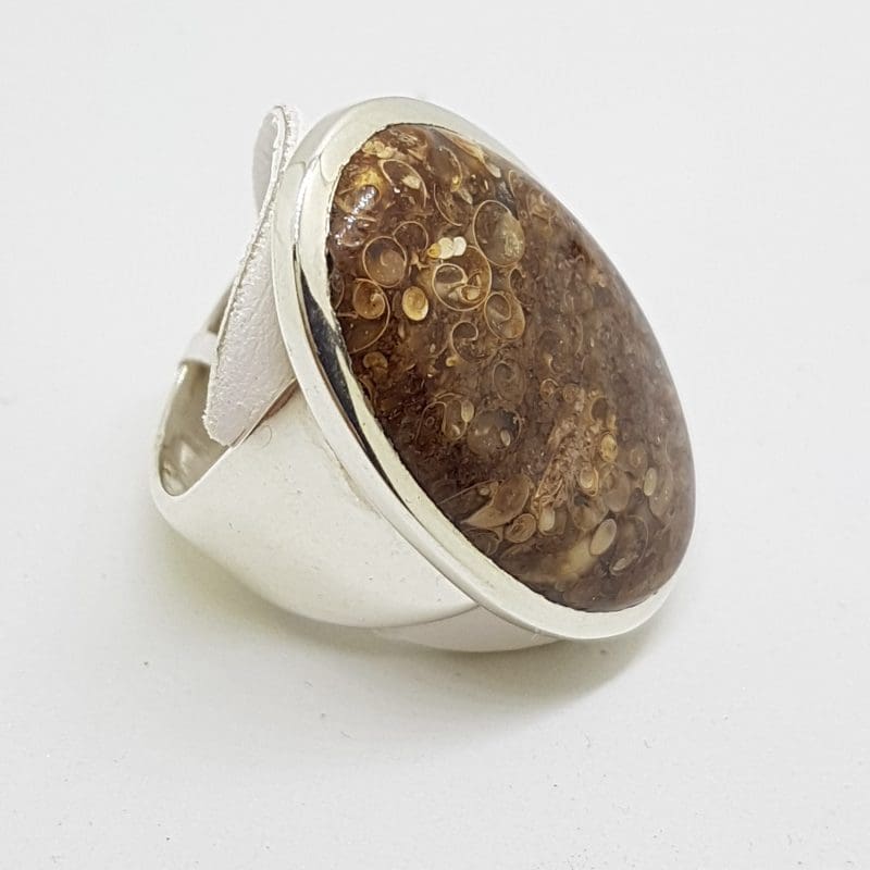 Sterling Silver Large Oval Fossil Shell Stone Ring *SOLD* – Alexa's ...