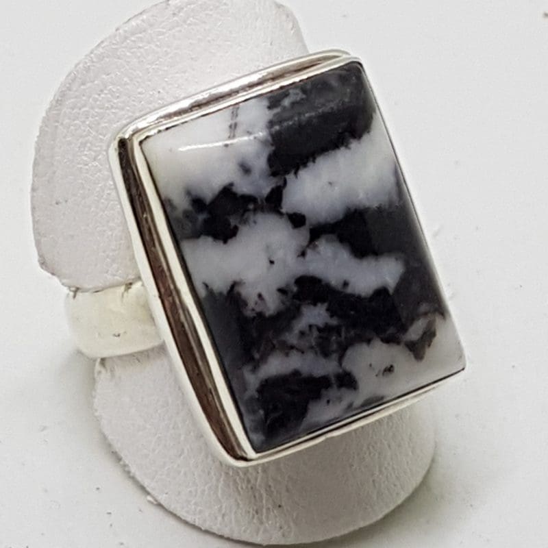 * SOLD * Sterling Silver Zebra Stone Large Rectangular Ring – Alexa's ...