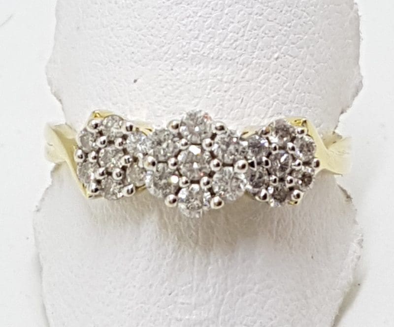 9ct Yellow Gold Diamond Daisy Clusters Ring *SOLD* – Alexa's Treasures