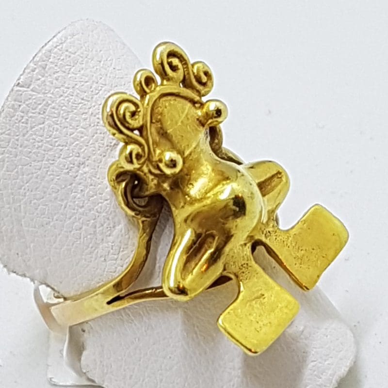 * SOLD * 9ct Yellow Gold Unusual Inca Style Ring – Alexa's Treasures