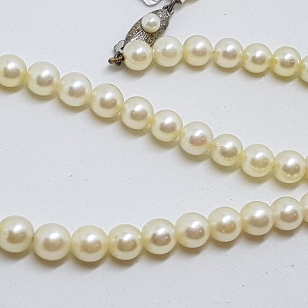 Sterling Silver Clasp Mikimoto Pearl Vintage Necklace / Chain