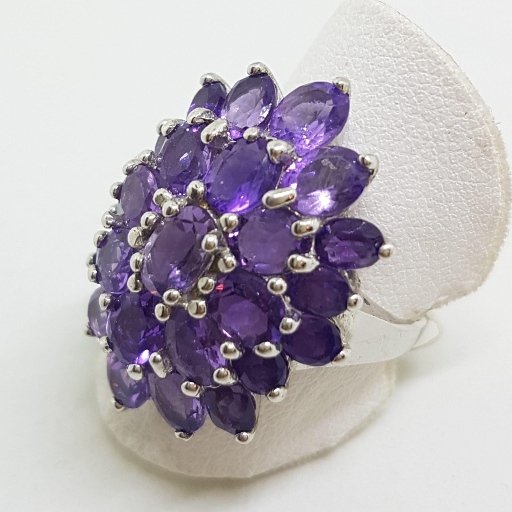 * SOLD * Sterling Silver Large Oval Amethyst Cluster Ring – Alexa's ...