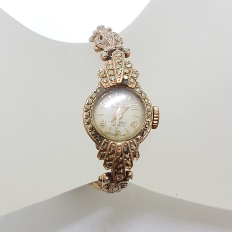 * SOLD * 9ct Rose Gold Marcasite Ladies Watch – Alexa's Treasures
