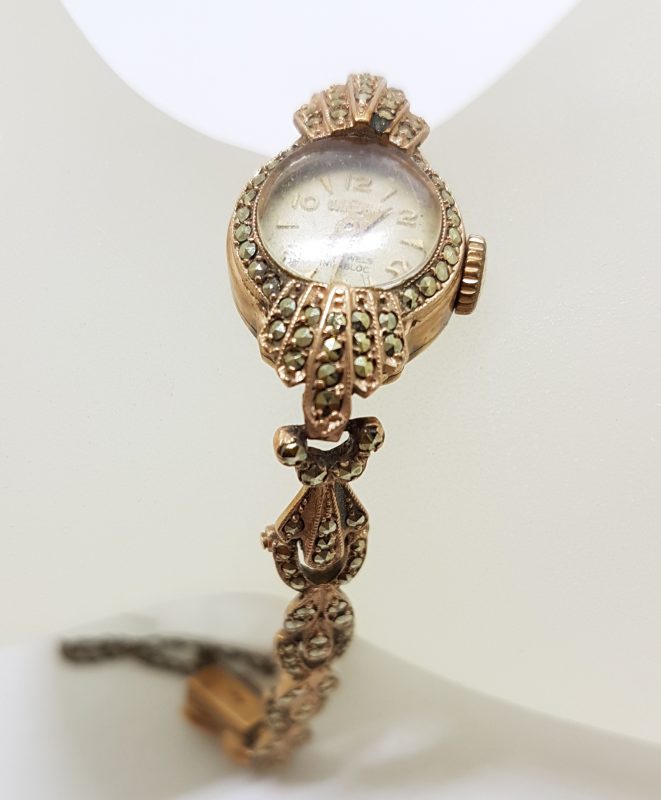 * SOLD * 9ct Rose Gold Marcasite Ladies Watch – Alexa's Treasures