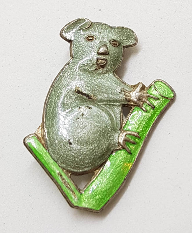 * SOLD * Sterling Silver and Enamel Antique / Vintage Koala Brooch ...