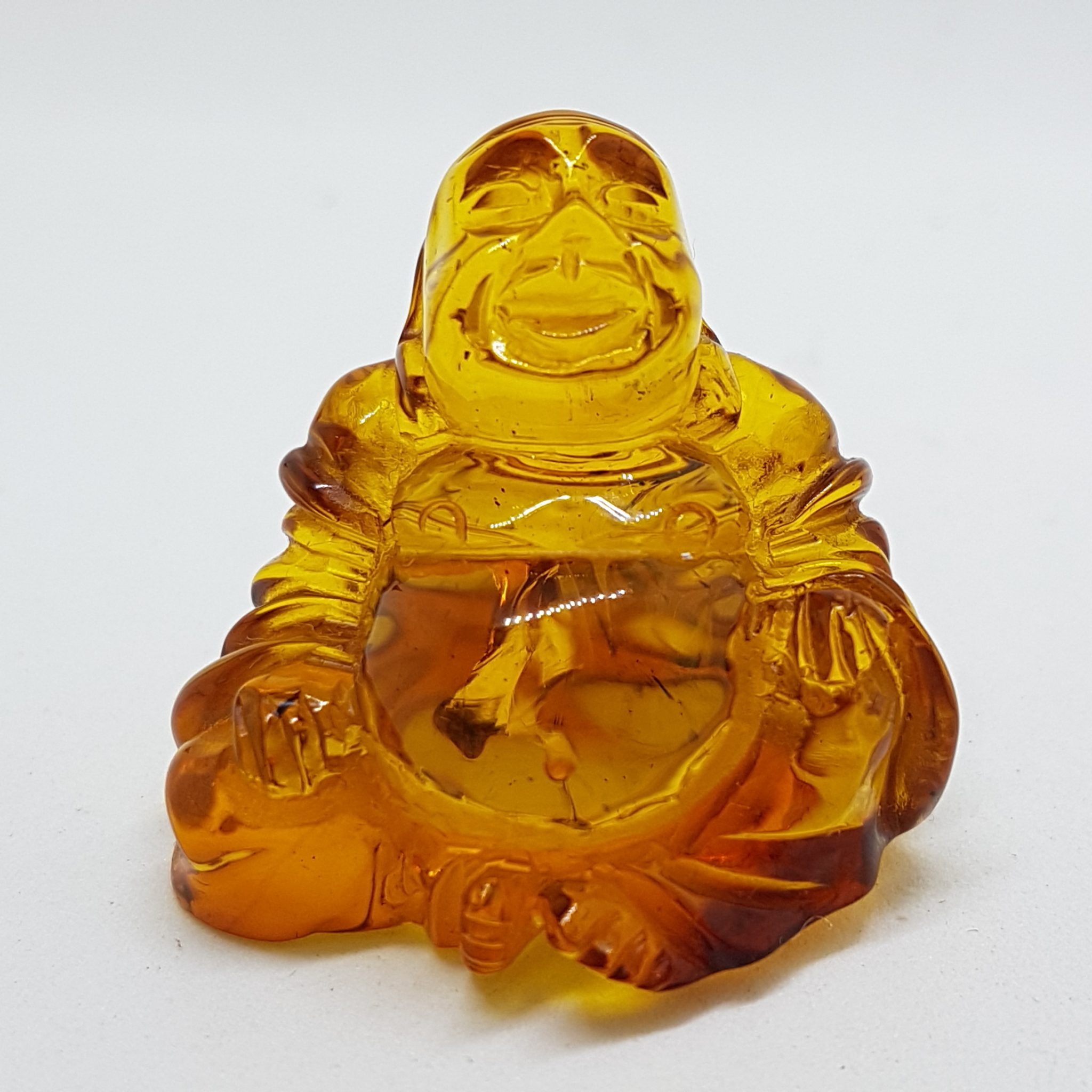 *SOLD* Hand Carved Natural Baltic Amber Small Buddha / Budai Figurine ...