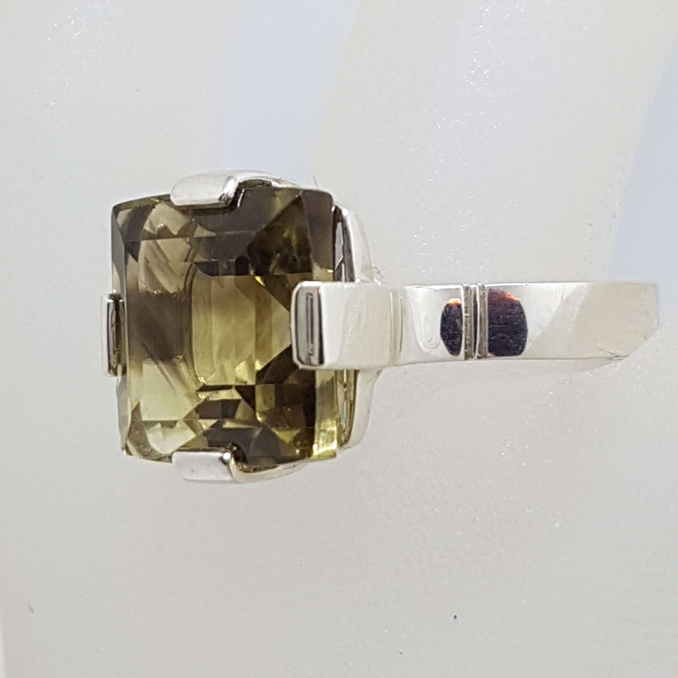 * SOLD * Sterling Silver Square Claw Set Smokey Quartz Ring – Alexa's ...