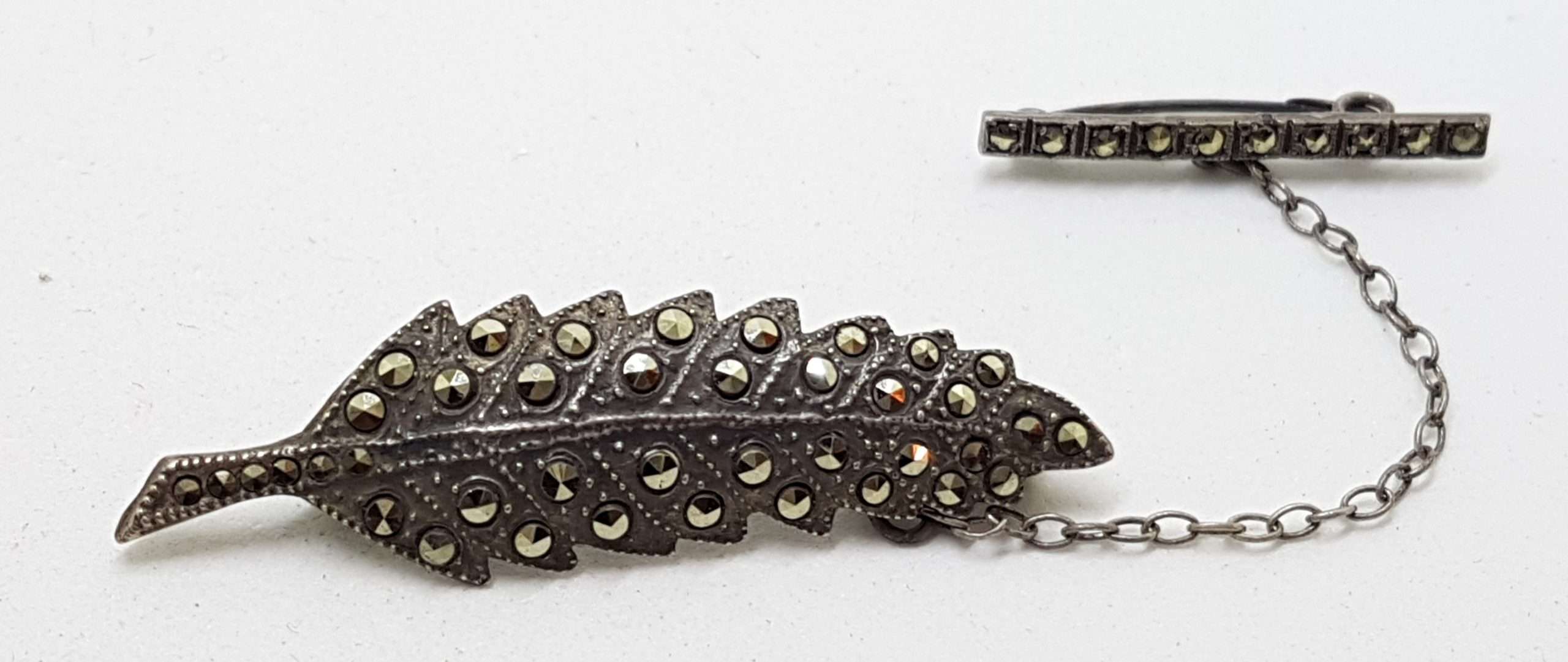 * SOLD * Sterling Silver Vintage Marcasite Brooch – Leaf – Alexa's ...