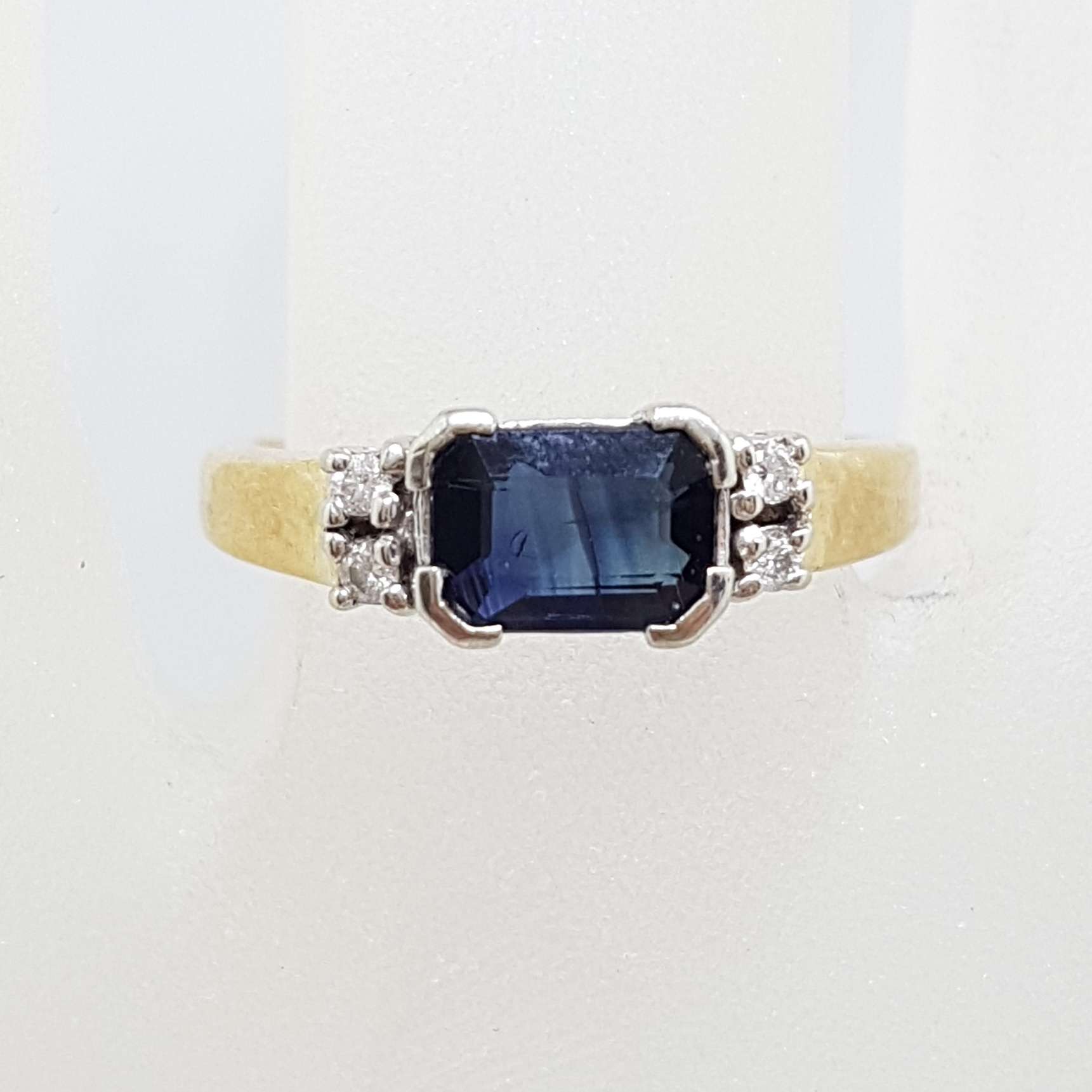 * SOLD * 9ct Yellow Gold Rectangular Sapphire & Diamond Ring – Alexa's ...