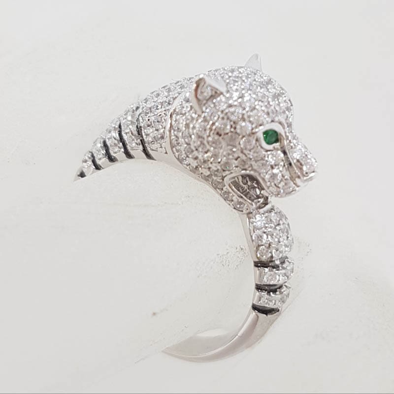 * SOLD * Sterling Silver Cubic Zirconia Cartier Inspired Panther / Cat ...