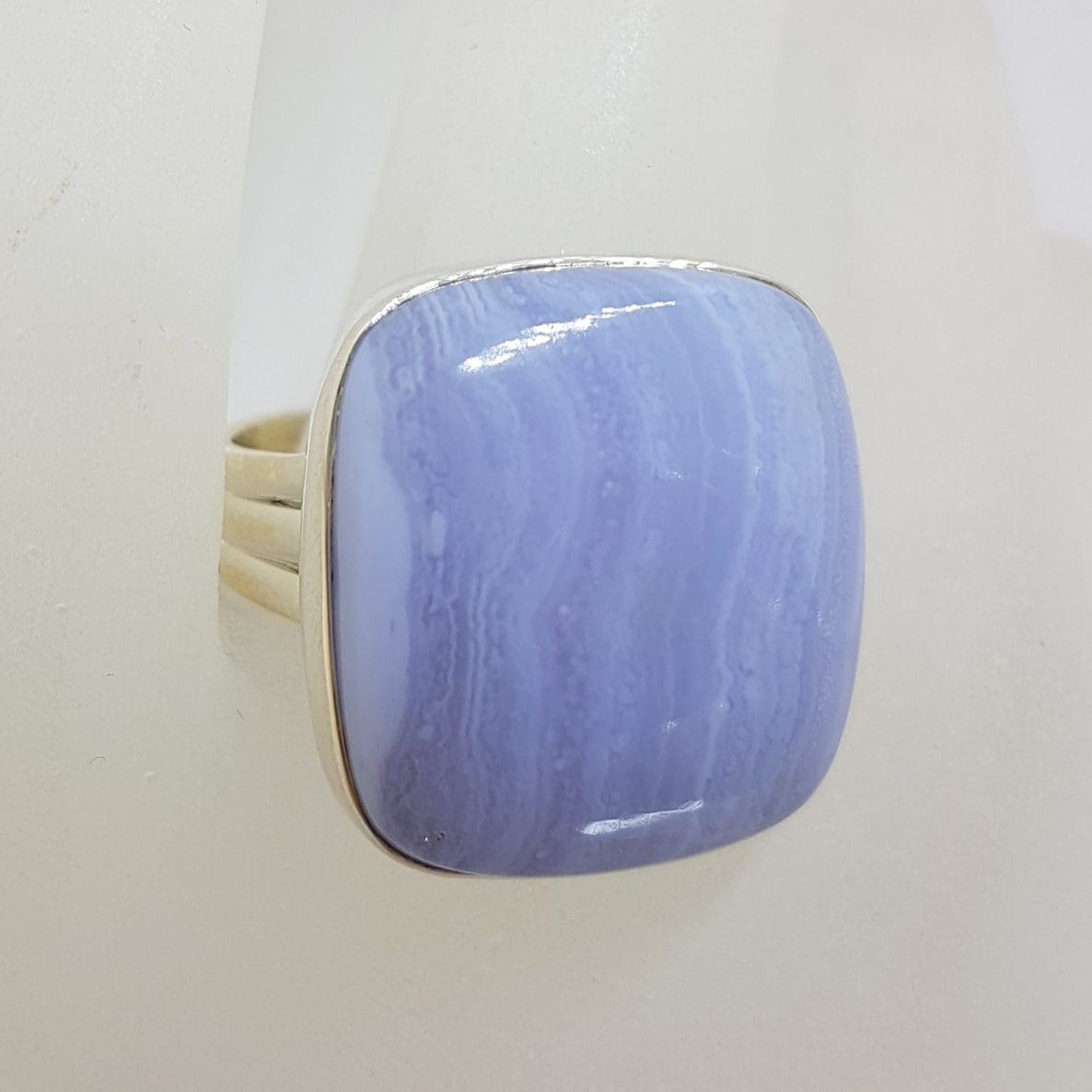 * SOLD * Sterling Silver Large Square Blue Lace Agate Ring – Alexa's ...