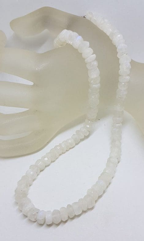 Faceted Moonstone Bead Necklace / Chain with Sterling Silver Clasp