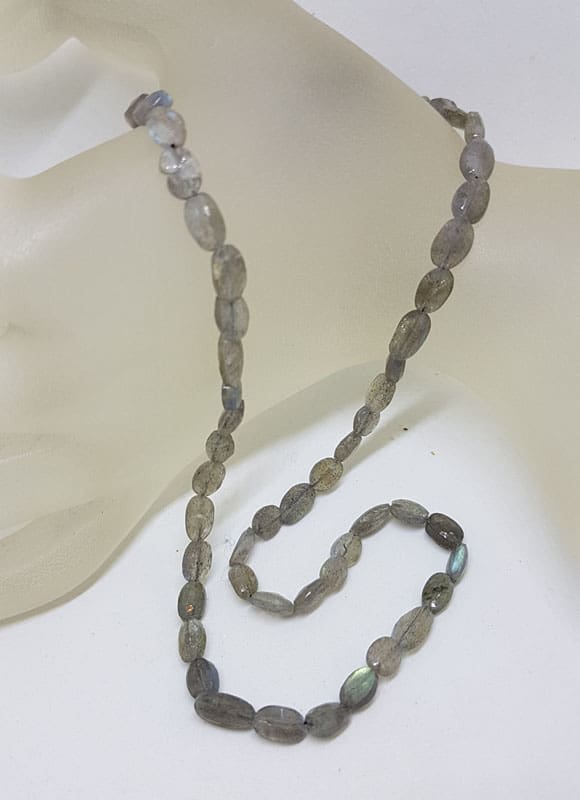 Oval Labradorite Bead Necklace / Chain with Sterling Silver Clasp – Alexa's Treasures