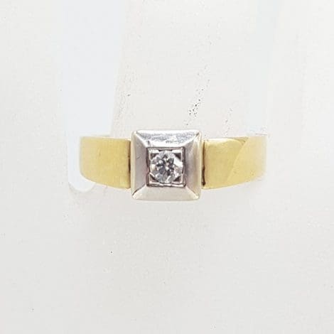 *SOLD* 18ct Yellow Gold and White Gold Two Tone Solitaire Diamond Set ...