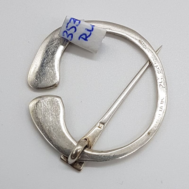 *SOLD * Sterling Silver Large Round Celtic Design Brooch / Kilt Pin ...