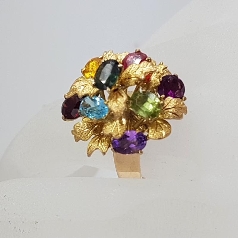 * SOLD * 14ct Yellow Gold Large Multi-Stone Ornate Gemstone Cluster ...