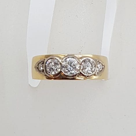 *SOLD* 9ct Yellow Gold Oval Bezel Set Diamond Handmade Heavy Trilogy ...