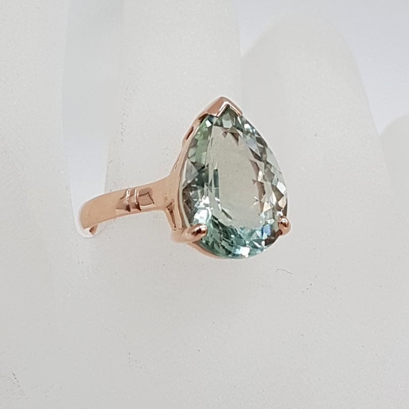 * SOLD * 9ct Rose Gold Green Amethyst / Prasiolite Large Claw Set ...