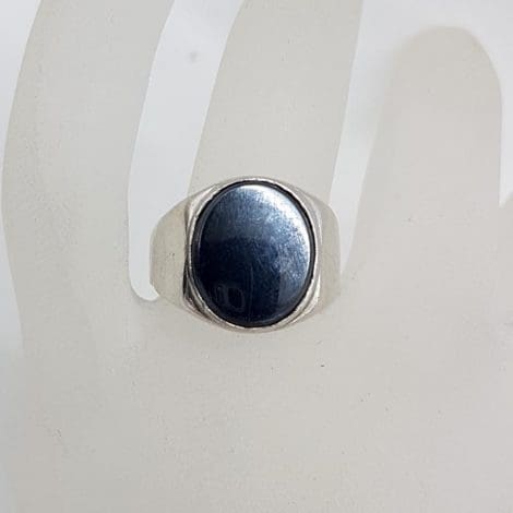 * SOLD * Sterlng Silver Oval Iron Ore / Hematite Gents Ring – Antique ...