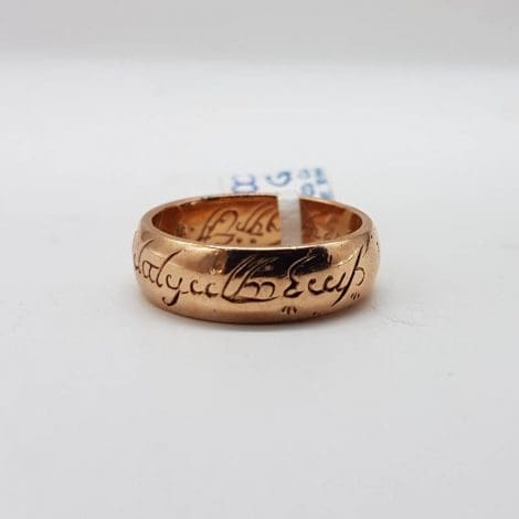 * SOLD * 9ct Rose Gold Lord of the Rings ( LOTR ) Inscribed Wedding ...