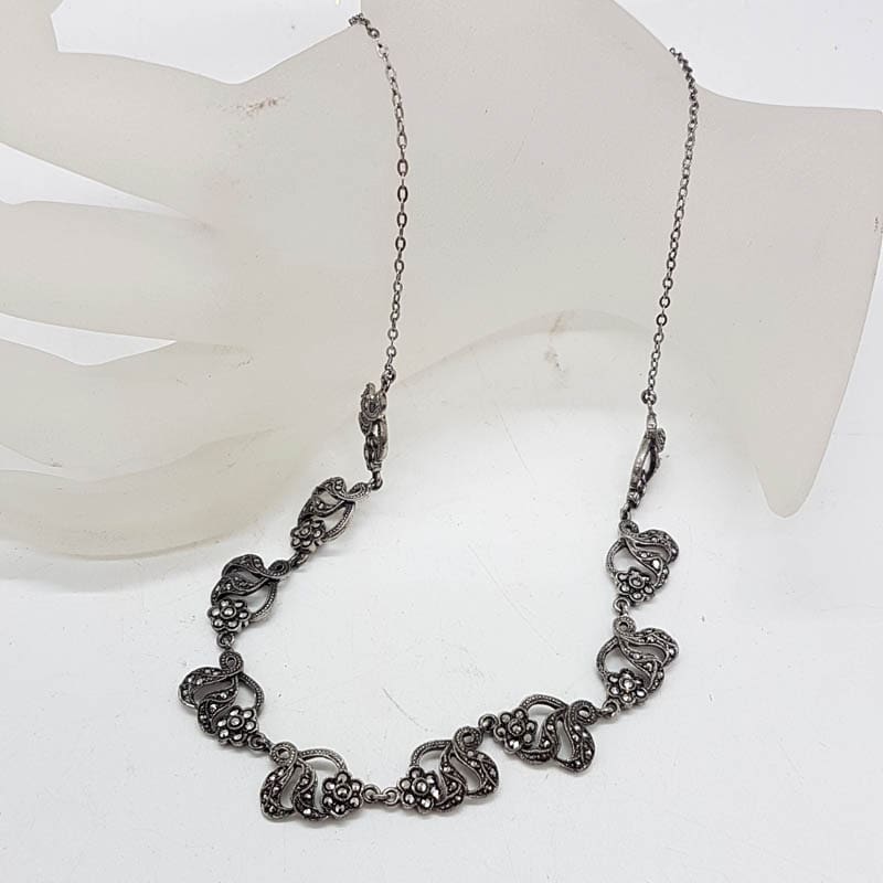 *SOLD* Sterling Silver Ornate Marcasite Collier Necklace / Chain – Vintage /Antique – Alexa's ...