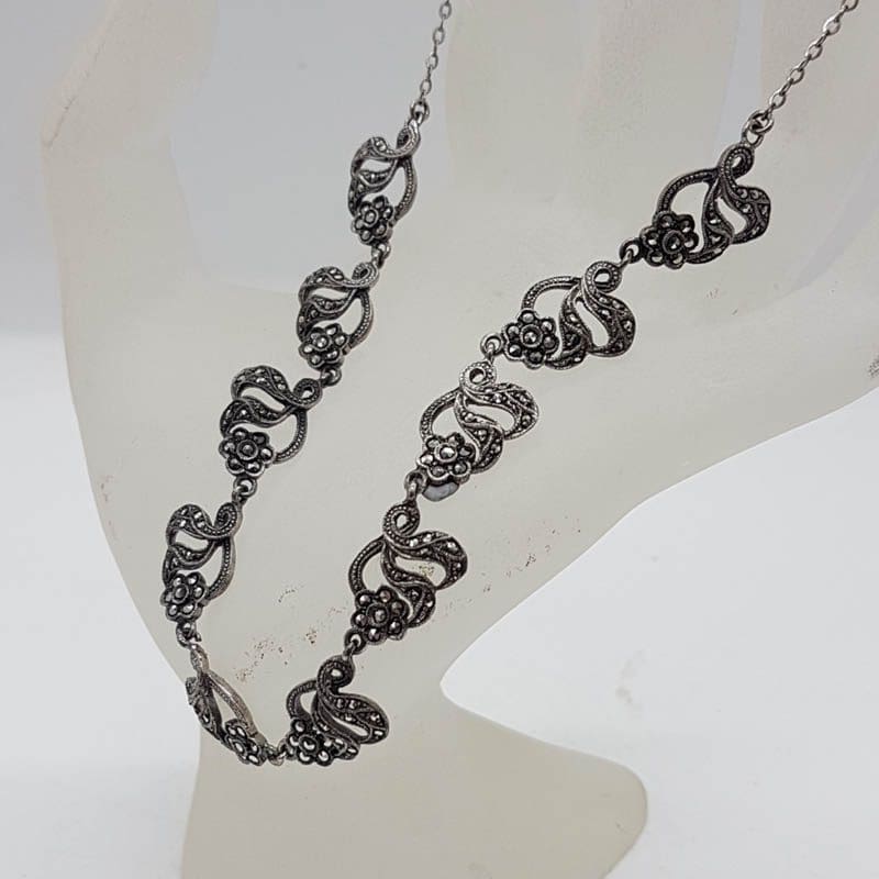 *SOLD* Sterling Silver Ornate Marcasite Collier Necklace / Chain – Vintage /Antique – Alexa's ...